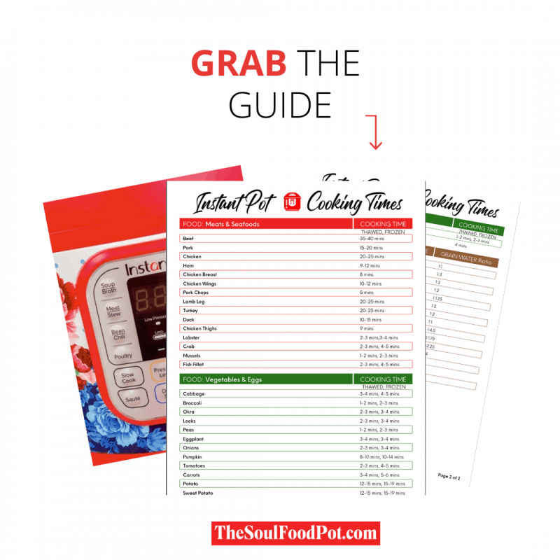 Free Printable Instant Pot Cooking Times Chart by The Soul Food Pot