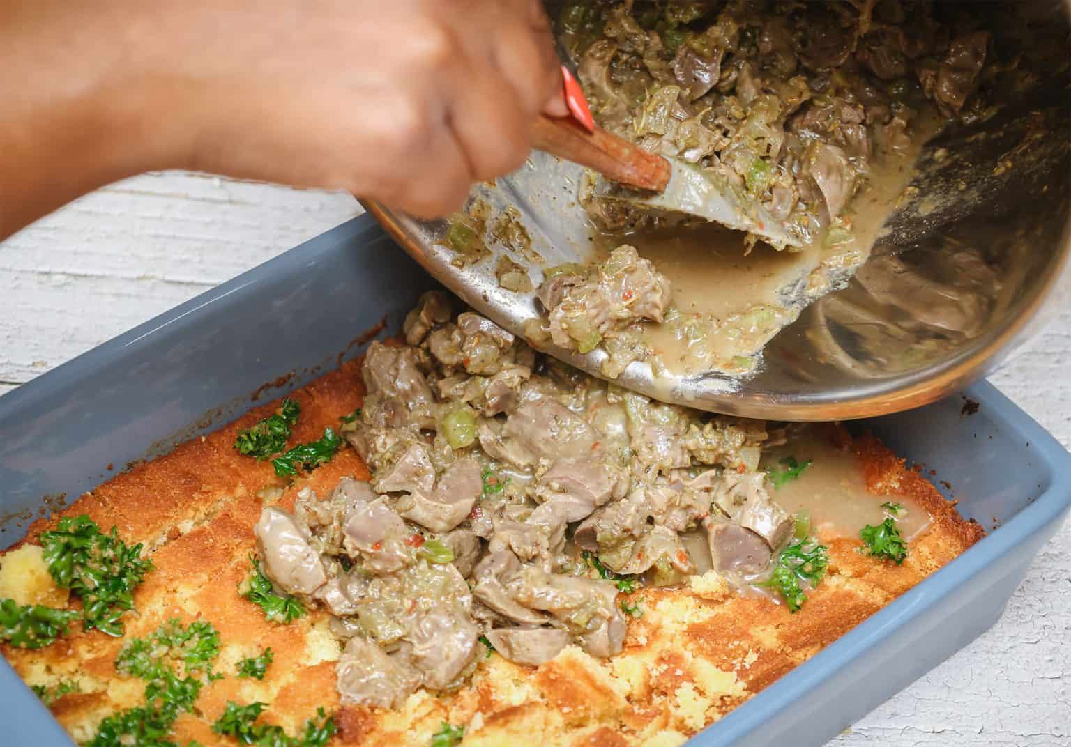 Southern Cornbread Dressing With Giblets (Gizzards) - The Soul Food Pot