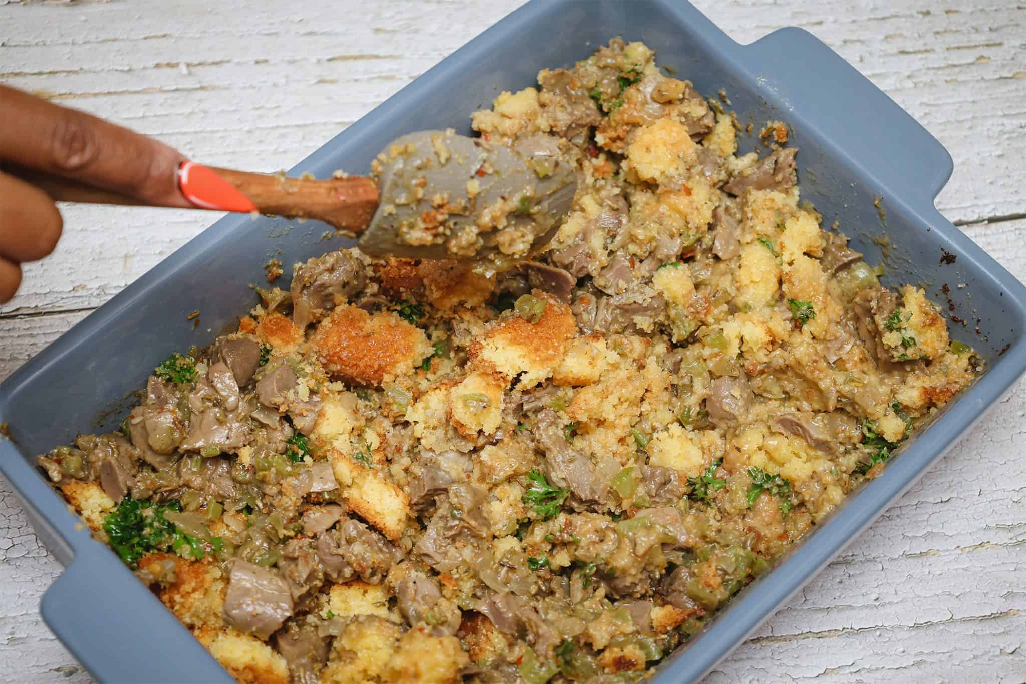 Southern Cornbread Dressing With Giblets (Gizzards) - The Soul Food Pot