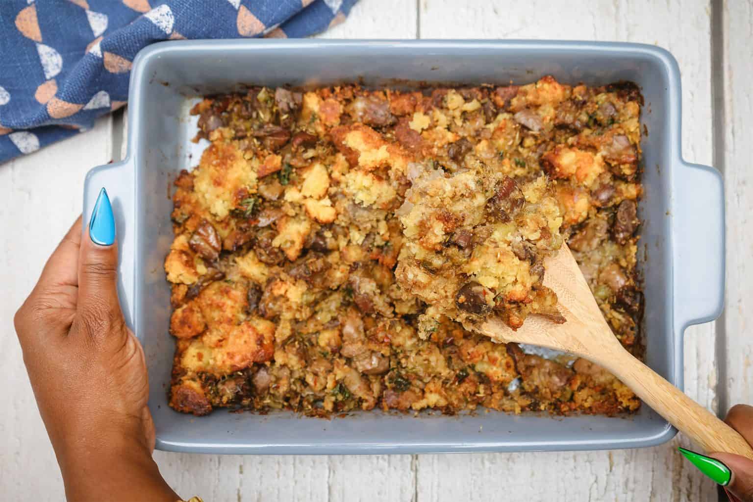 Southern Cornbread Dressing With Giblets (Gizzards) - The Soul Food Pot